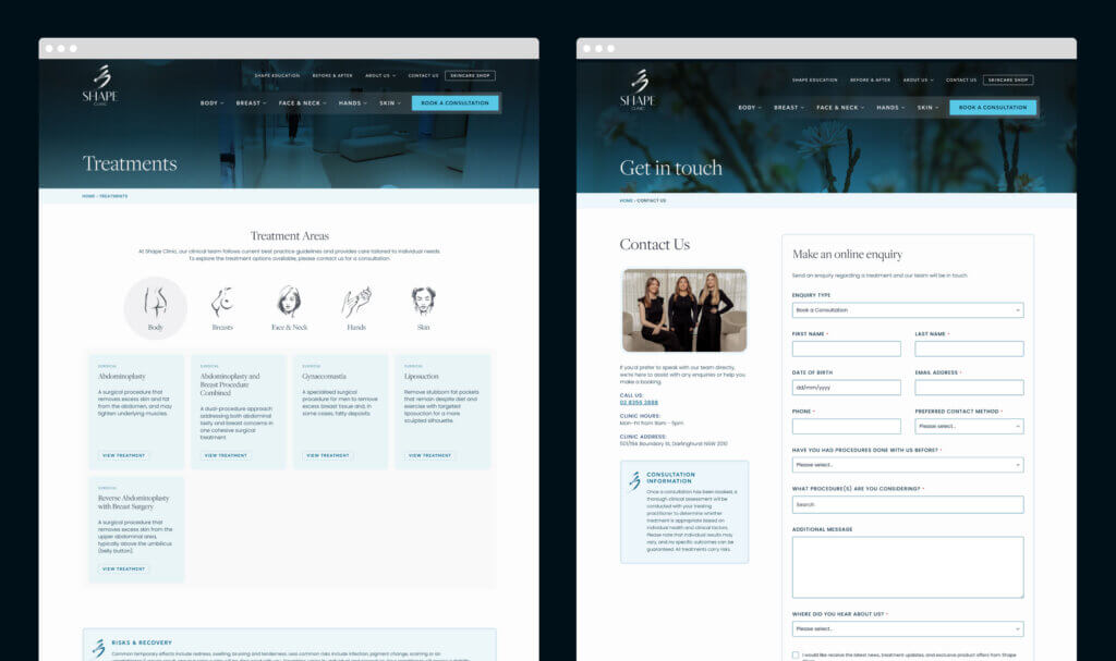 Shape Clinic | Wordpress Development | Digital Thing